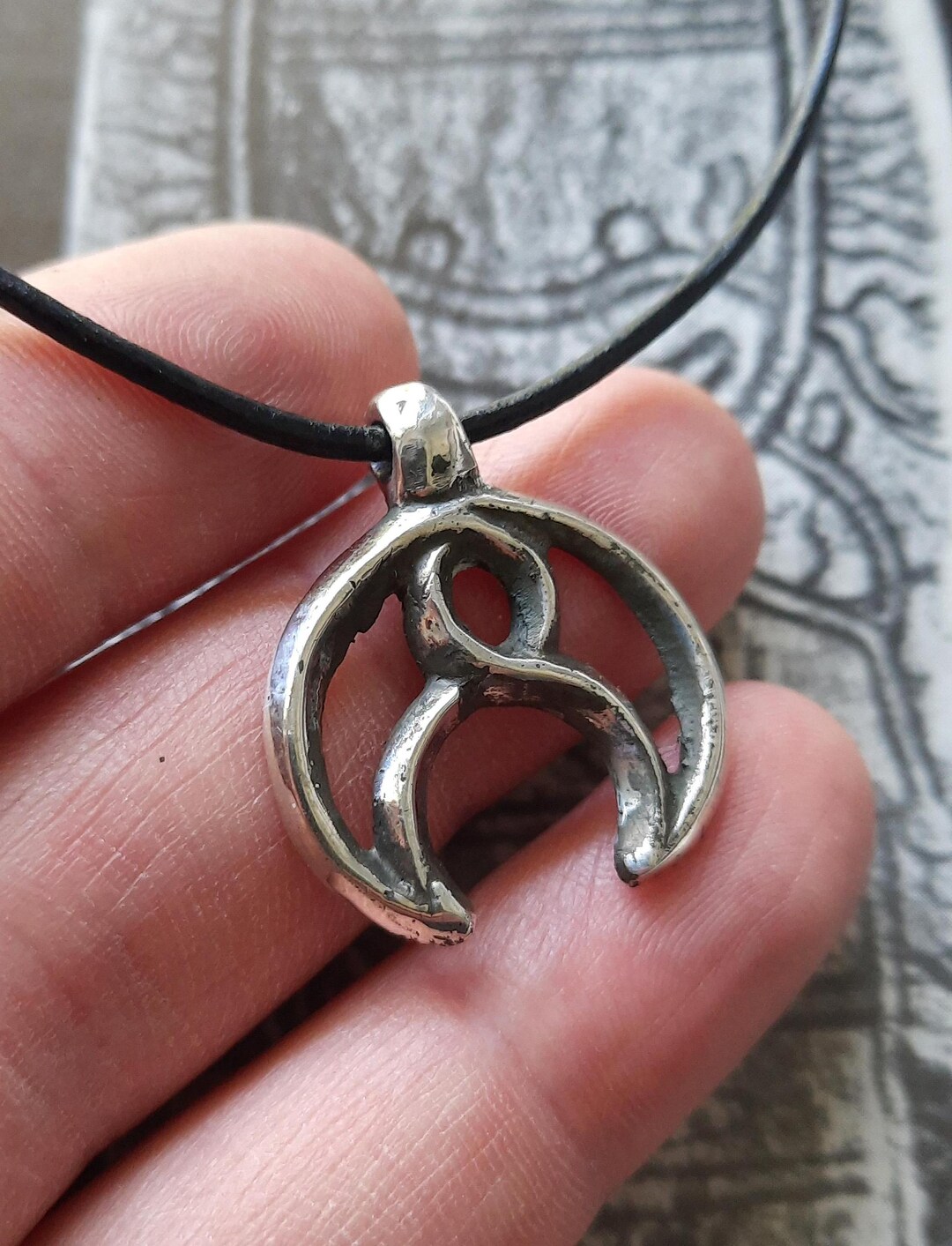 Sterling Silver Lunar Amulet Necklace – Byzantine Christian Pendant ...