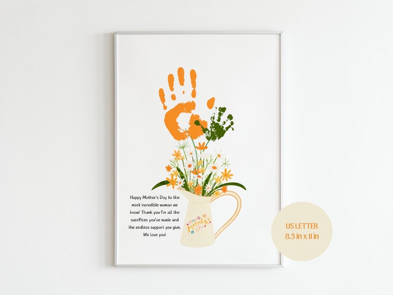 Mother's Day Handprint Craft Flower in Vase, Flower Vase Handprint Art ...