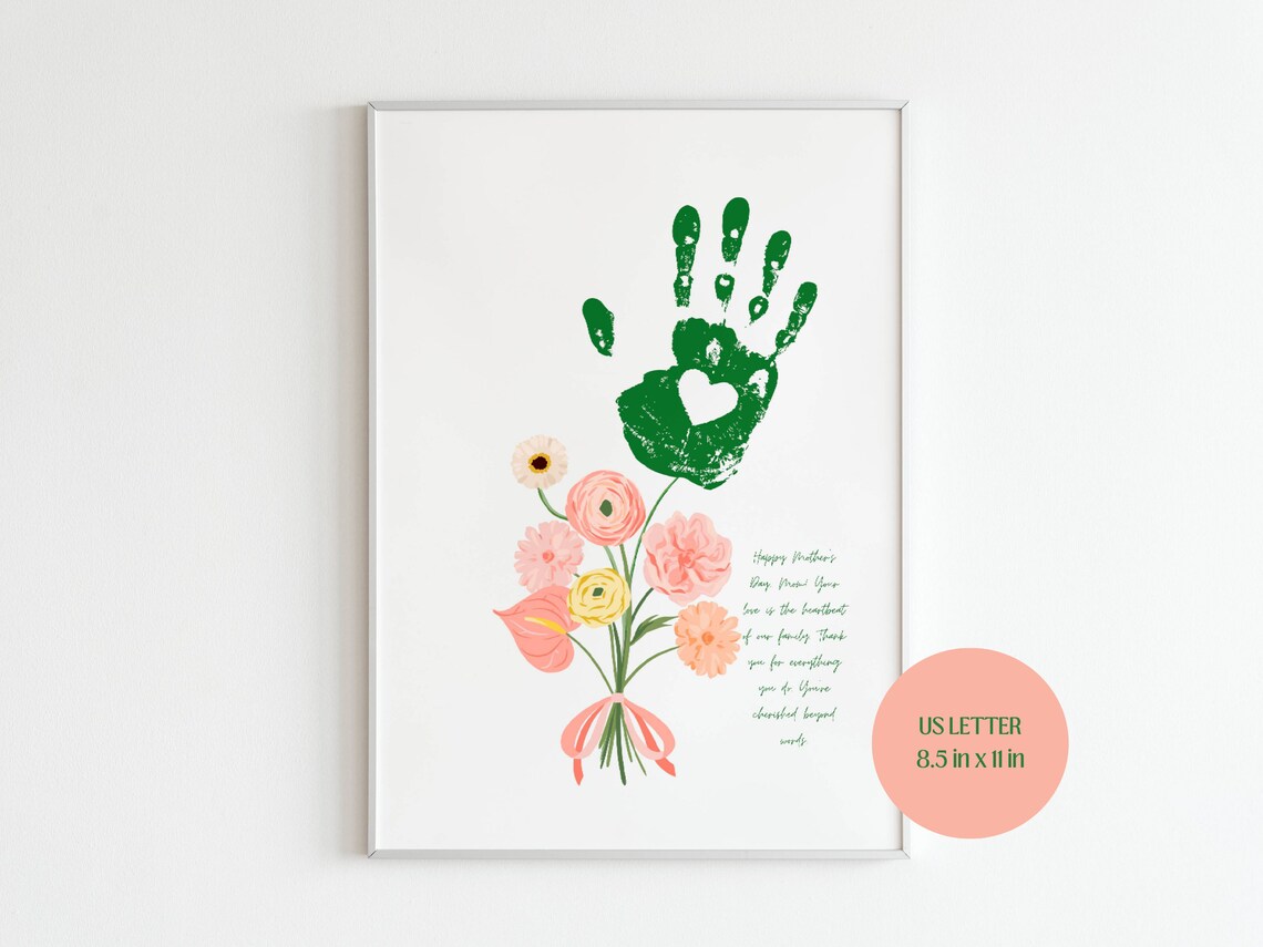 Handprint Flower Art for Mom & Grandma, Mother's Day Handprint, Mother ...