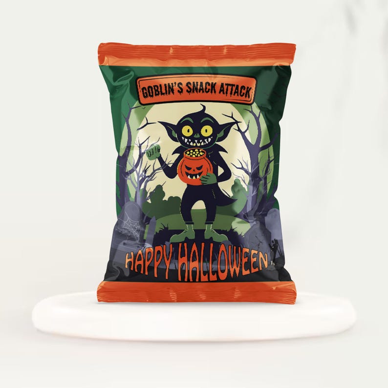 Editable Goblin Chip Bag, Chip Bag Template, Halloween Chip Bags ...