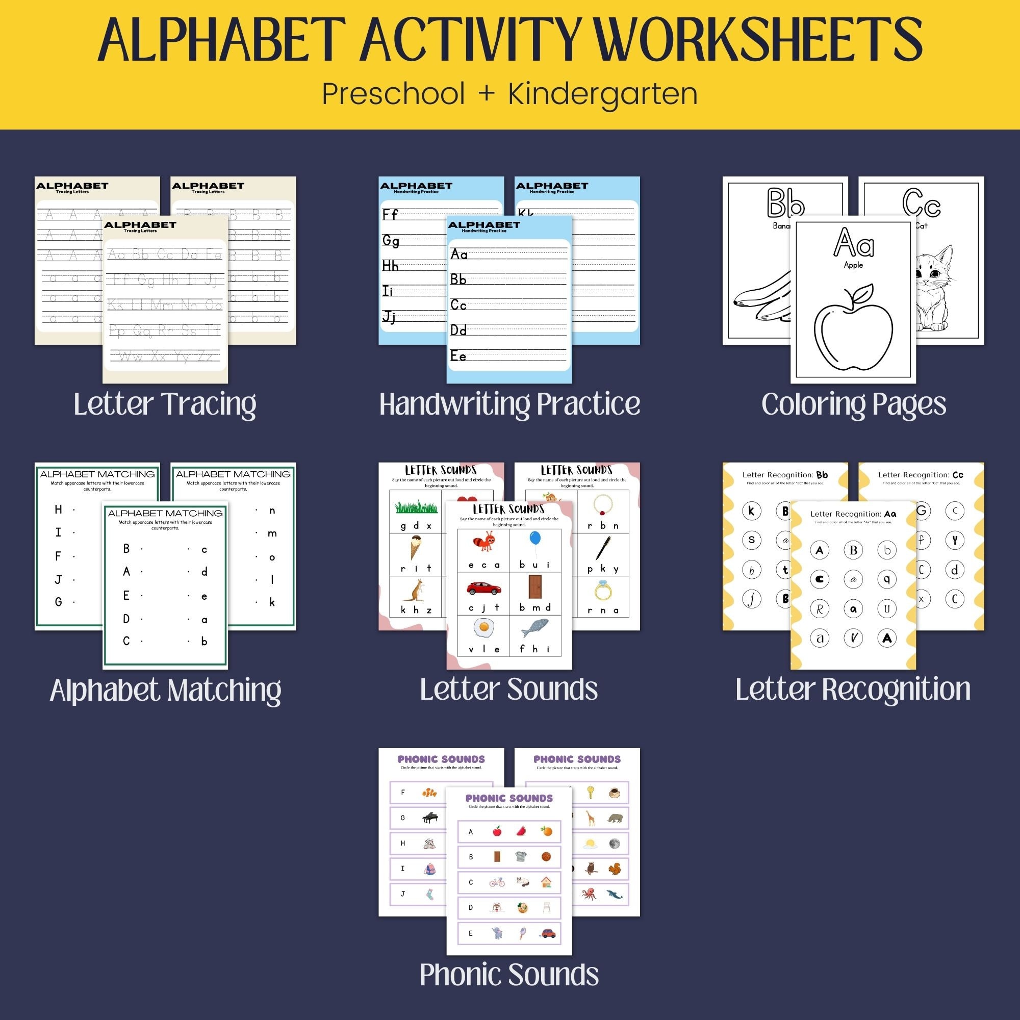 Preschool Worksheet Printables, Children's Activity Sheets, Homeschool ...