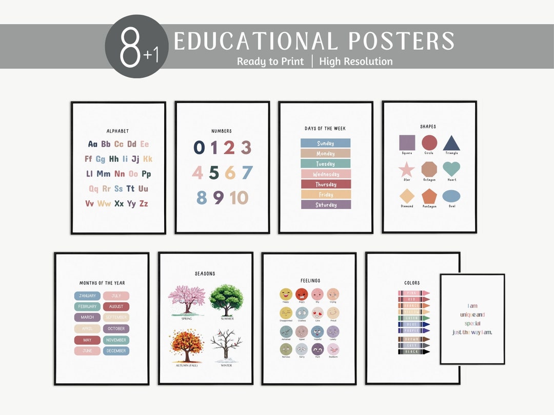 Educational Playroom Decor Wall Art Set Educational Playroom Decor ...