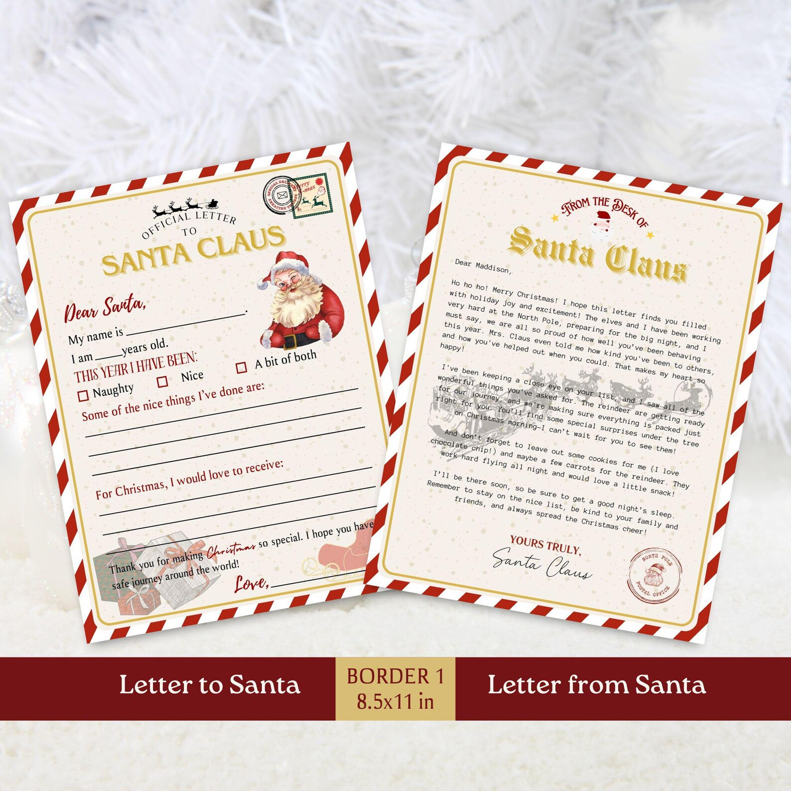 Editable Santa Letter Santa Claus Letter Set Letter to Santa Letter ...