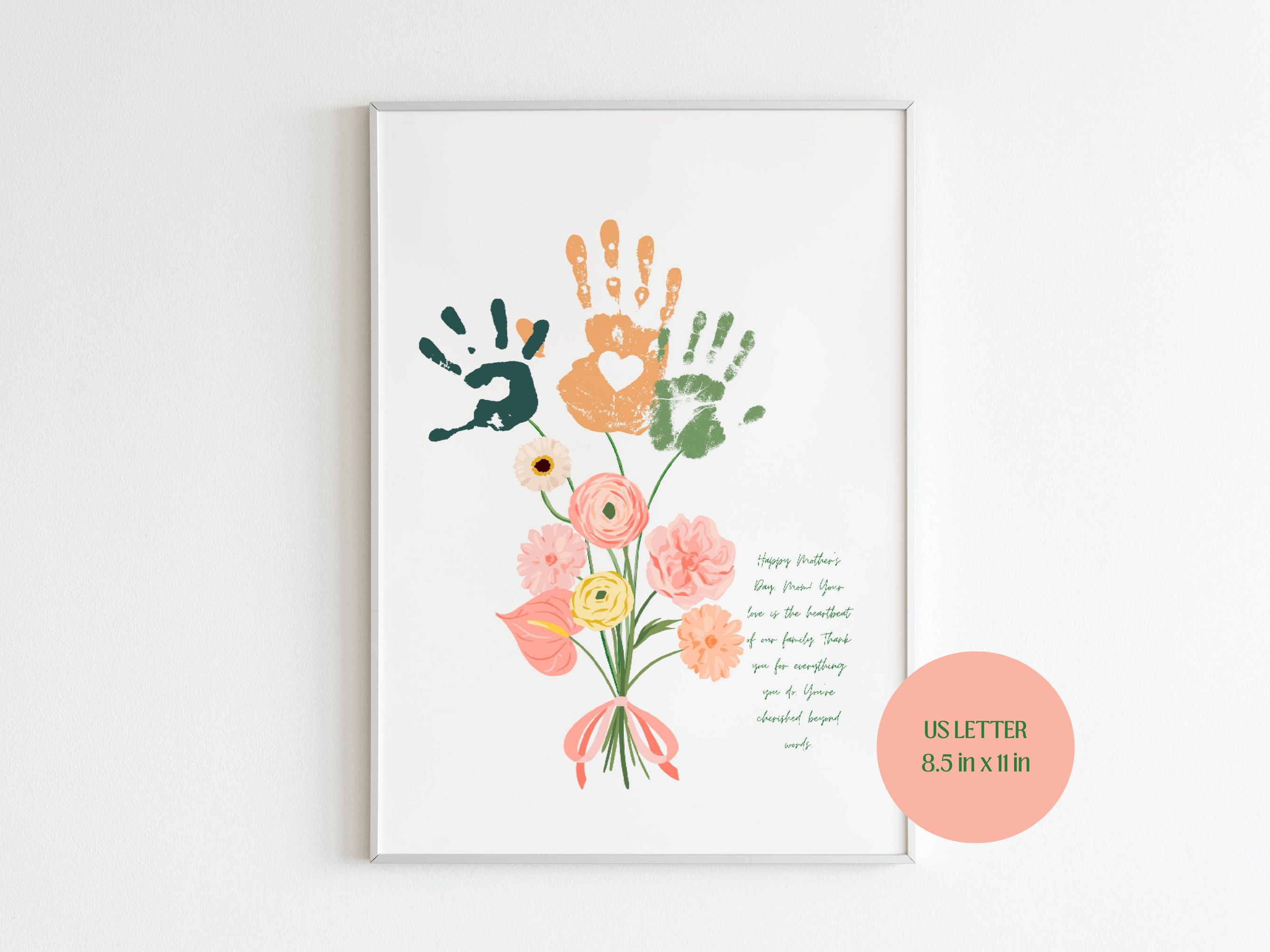 Handprint Flower Art for Mom & Grandma, Mother's Day Handprint, Mother ...