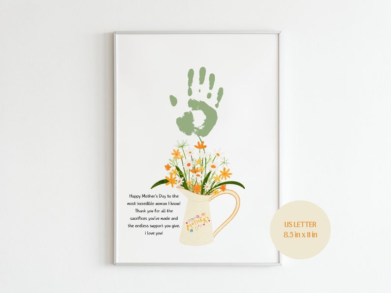 Mother's Day Handprint Craft Flower in Vase, Flower Vase Handprint Art ...