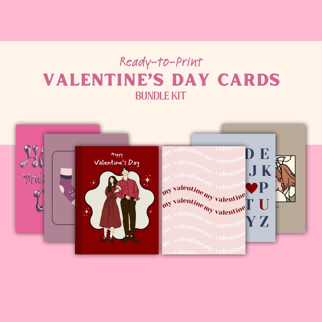 Valentine's Day Foldable Cards, Printable Love Cards for Him and Her ...