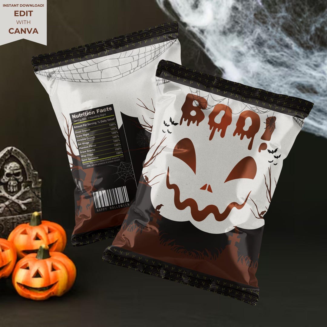 Boo Treat Chip Bag Label Wrapper, Halloween Custom Chip Bag, Chip Bag ...