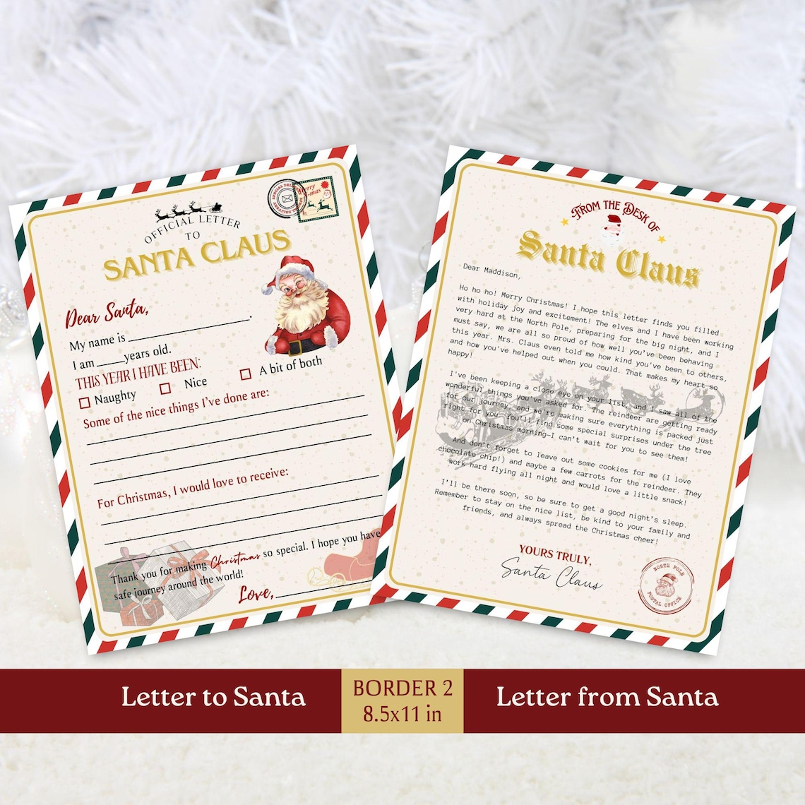 Editable Santa Letter Santa Claus Letter Set Letter to Santa Letter ...
