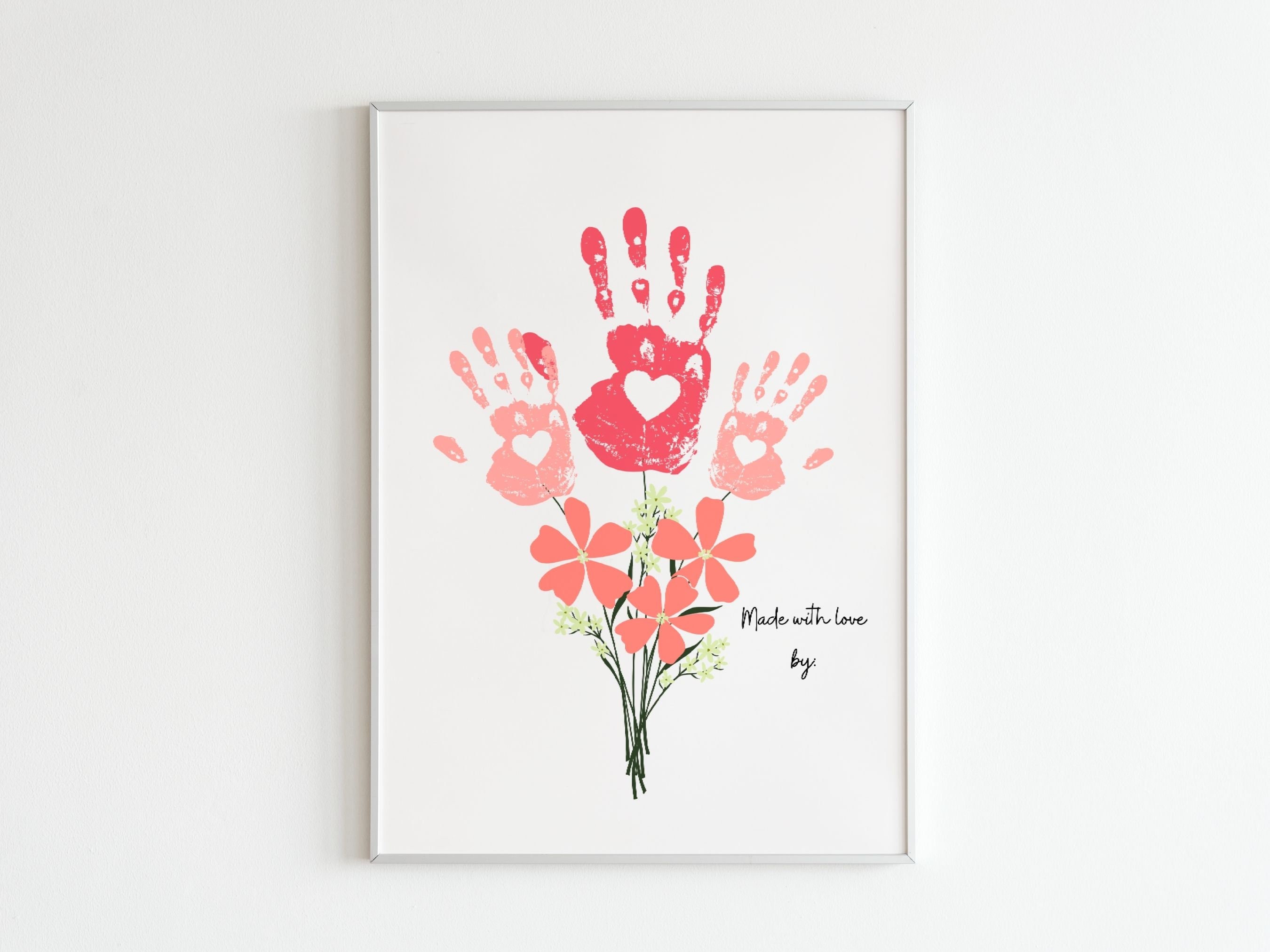 Mom and Grandma Bouquet Handprint Art, Personalized Mum Gift, Mother's ...