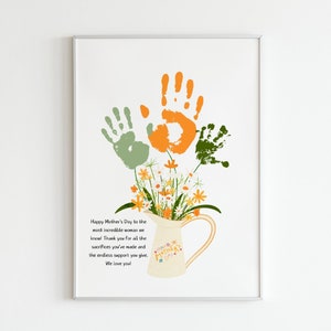 Mother's Day Handprint Craft Flower in Vase, Flower Vase Handprint Art ...