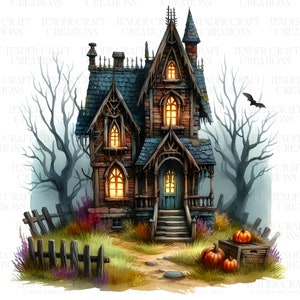 11 Spooky Halloween House Clipart, Haunted, High Quality JPEG ...