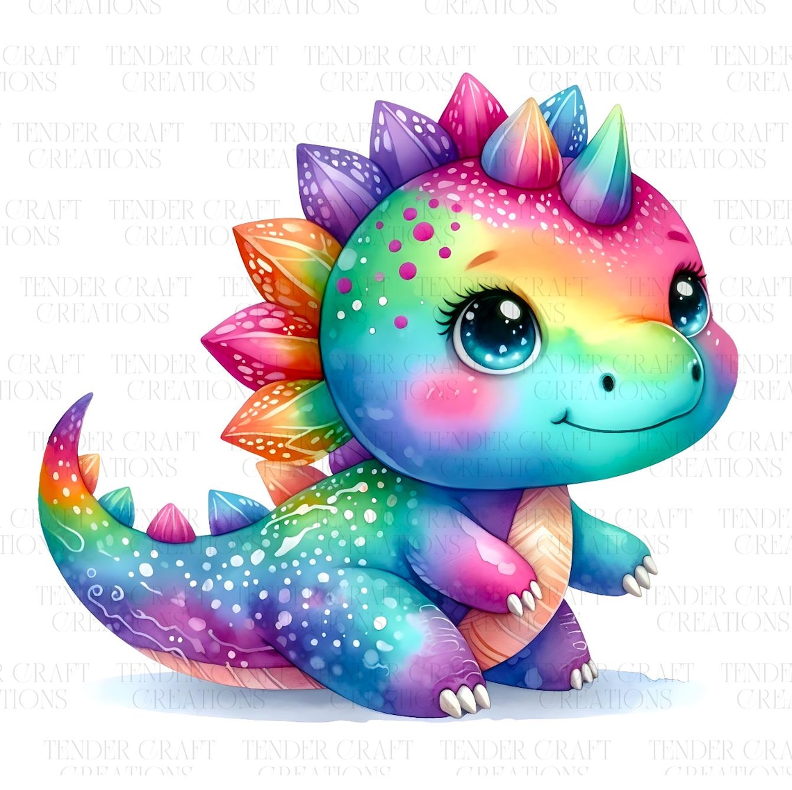 9 Cute Rainbow Dinosaur Clipart, High Quality JPEG, Printable ...