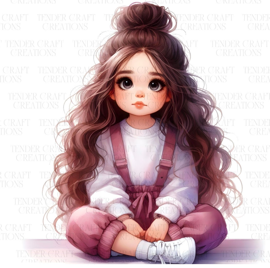 11 Cute Girl Clipart, High Quality JPEG, Printable Watercolour, Digital ...