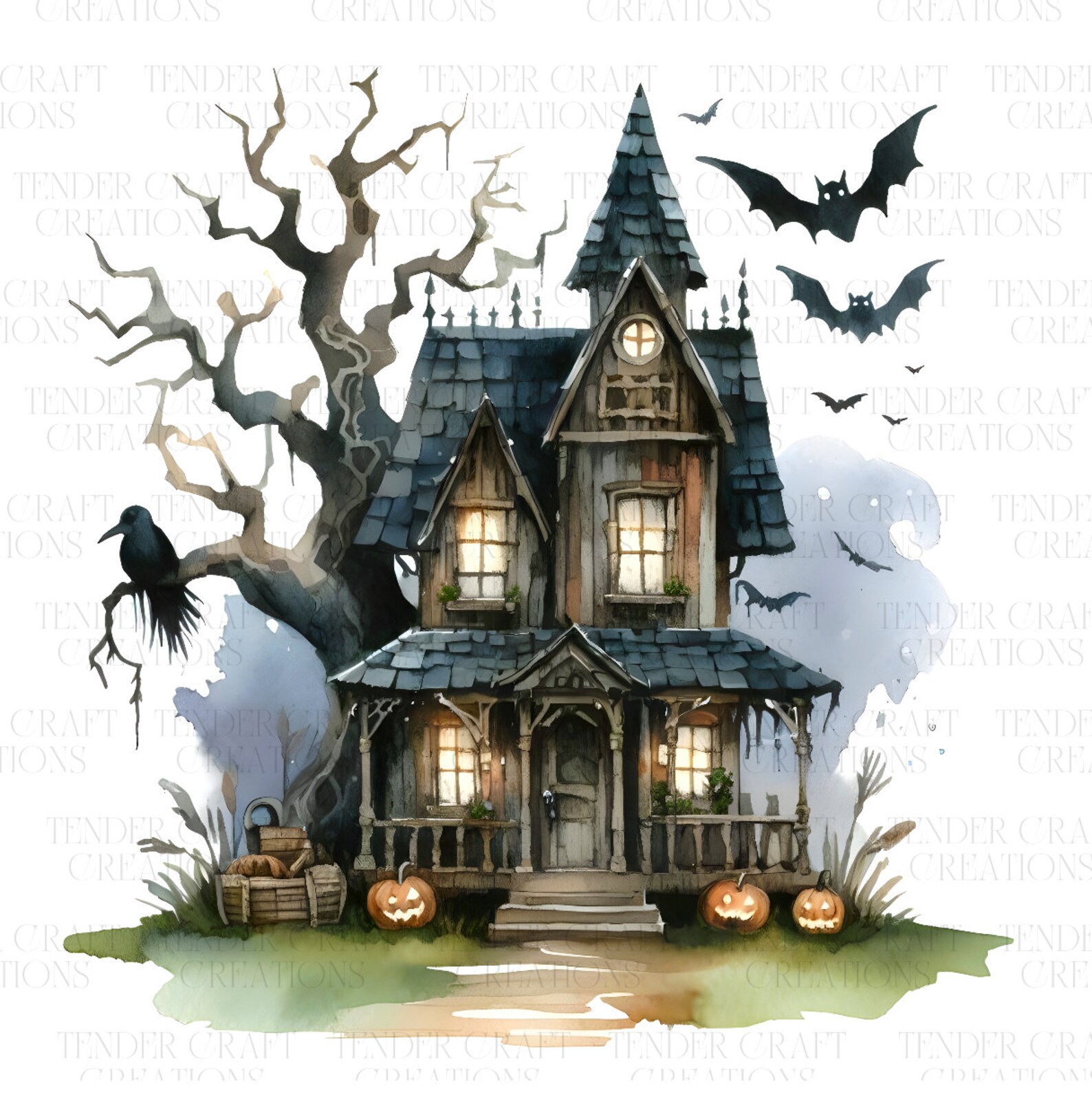 11 Spooky Halloween House Clipart, Haunted, High Quality JPEG ...