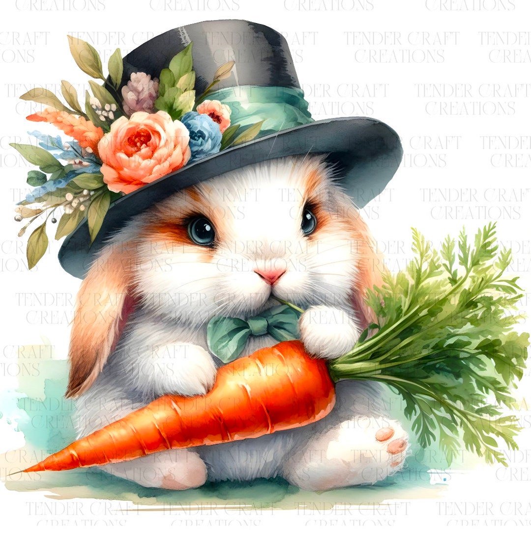 9 Bunny Clipart, Bunny Bundle, High Quality JPEG, Printable Watercolour ...