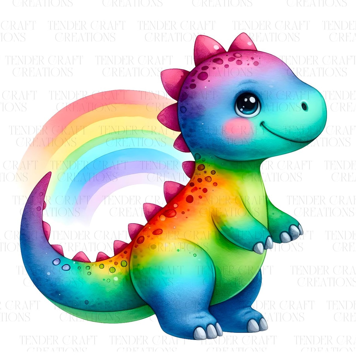 9 Cute Rainbow Dinosaur Clipart, High Quality JPEG, Printable ...