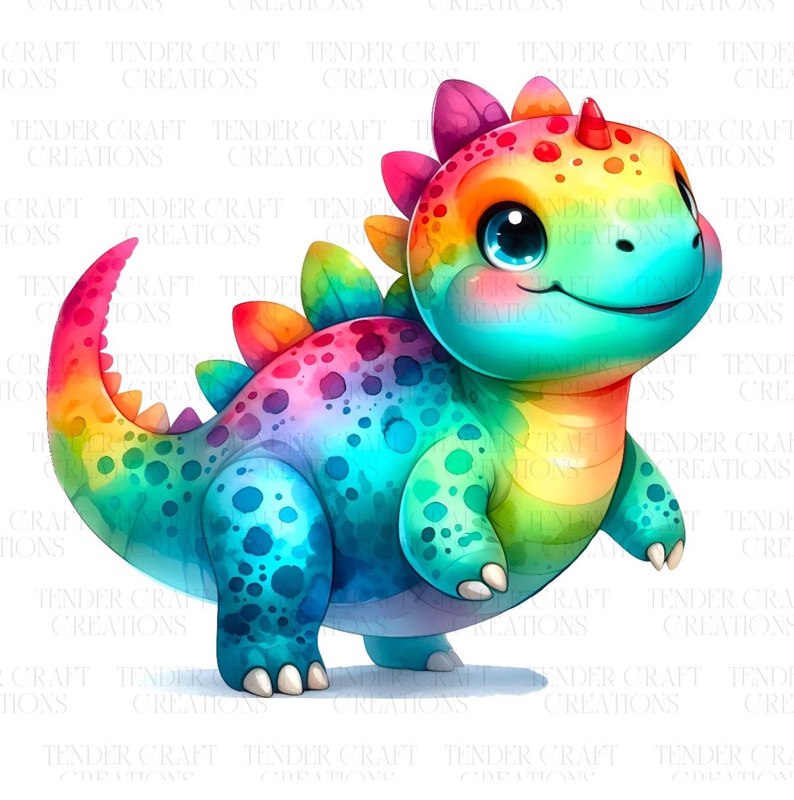 9 Cute Rainbow Dinosaur Clipart, High Quality JPEG, Printable ...