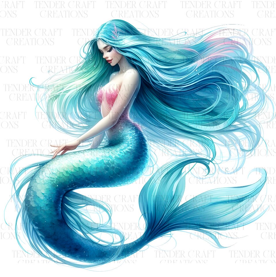 Mermaid Clipart, Mermaid Bundle, High Quality JPEG, Printable ...