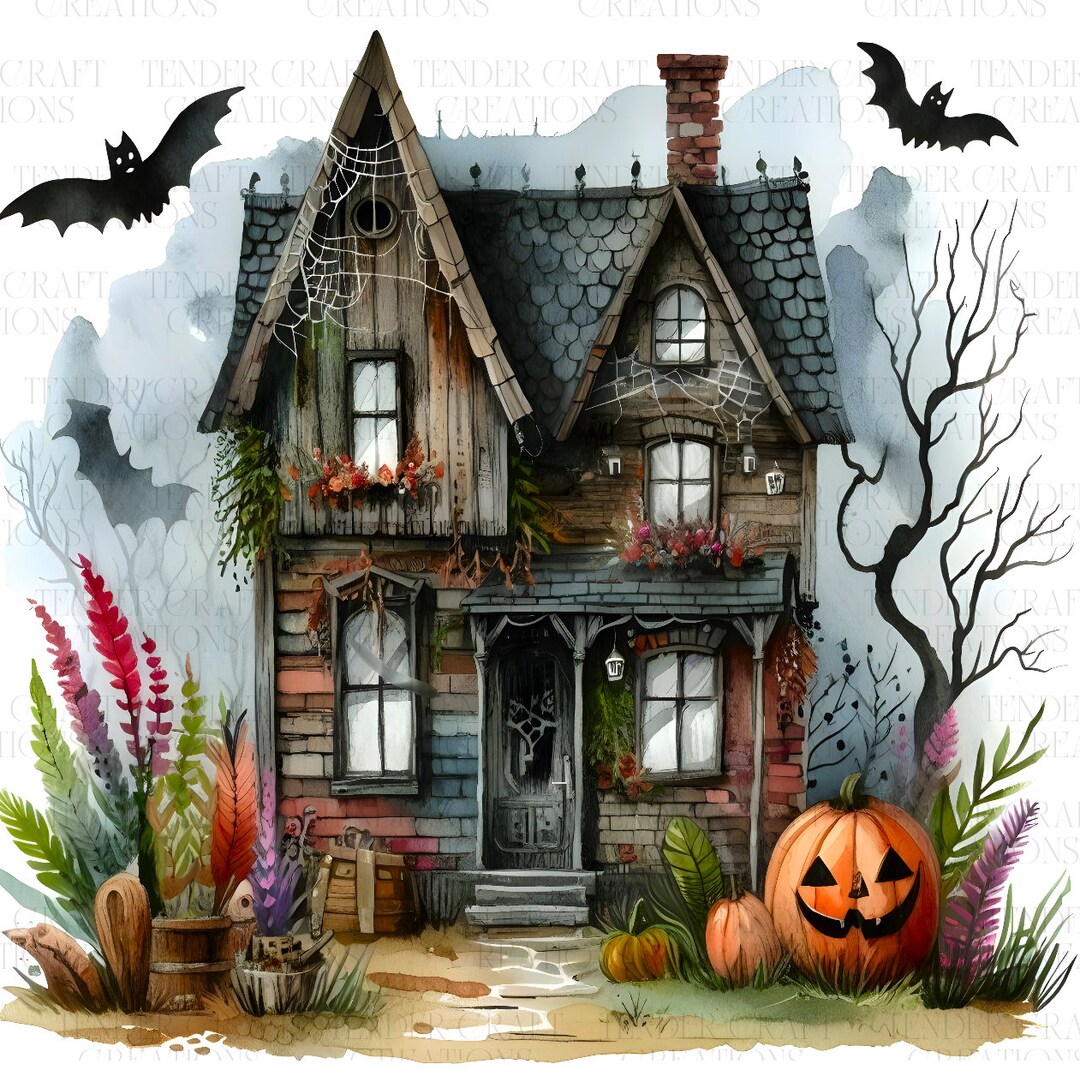 11 Spooky Halloween House Clipart, Haunted, High Quality JPEG ...