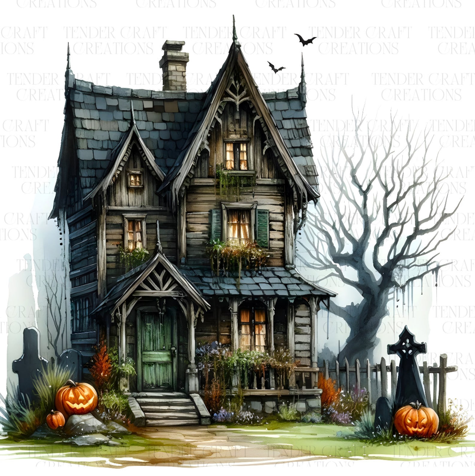 11 Spooky Halloween House Clipart, Haunted, High Quality JPEG ...