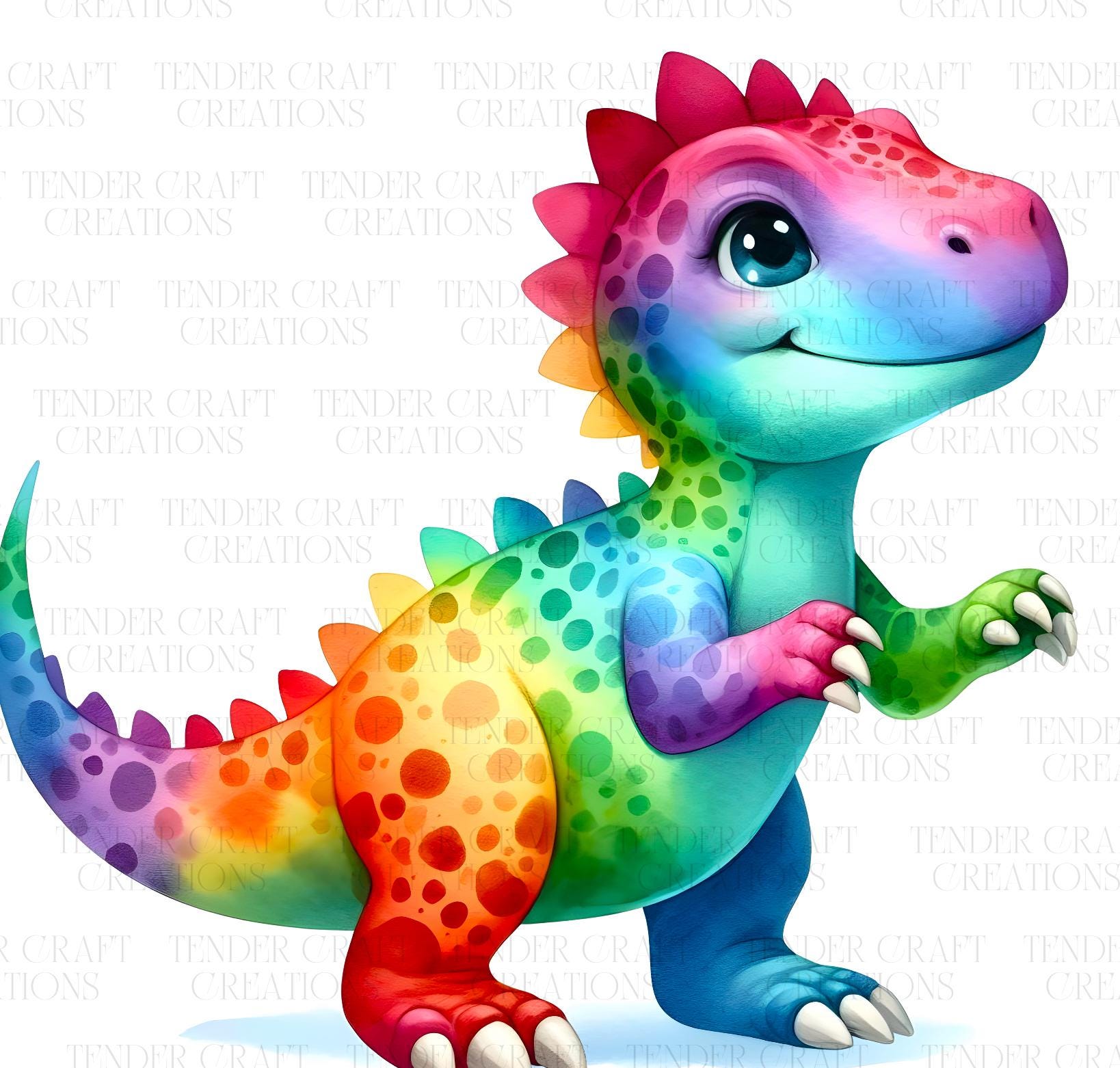 9 Cute Rainbow Dinosaur Clipart, High Quality JPEG, Printable ...