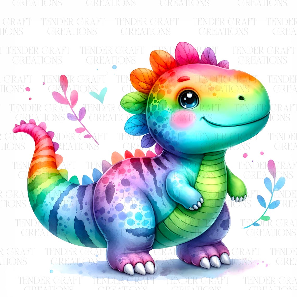 9 Cute Rainbow Dinosaur Clipart, High Quality JPEG, Printable ...