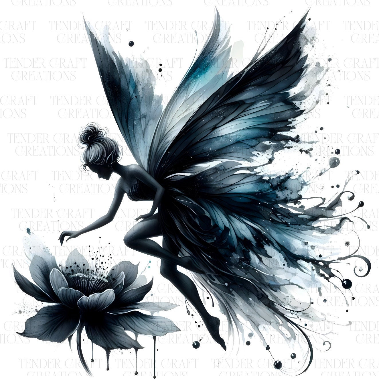 11 Black & White Fairy Clipart, Fairies, High Quality JPEG, Printable ...