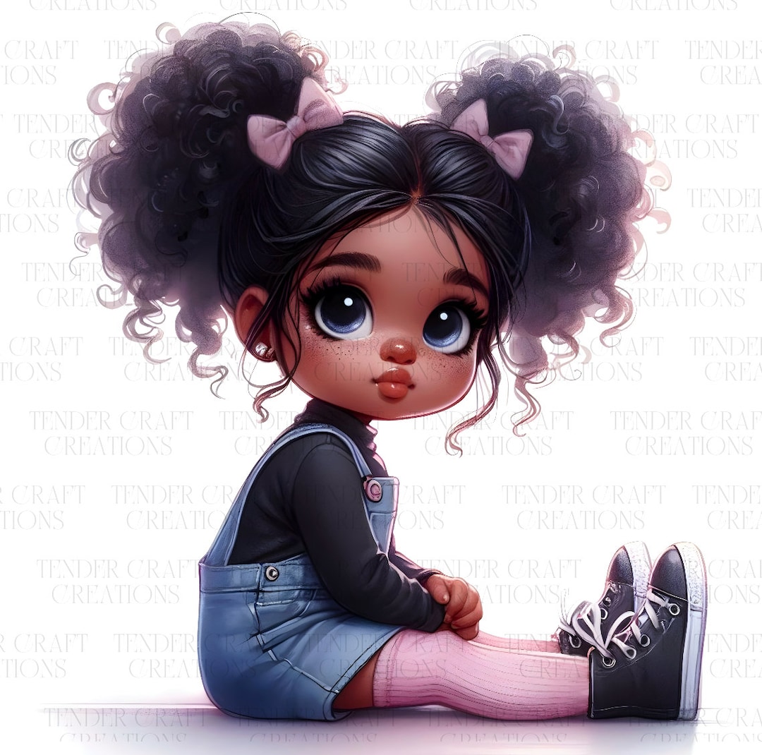 10 Cute Black Girl Clipart, High Quality JPEG, Printable Watercolour ...