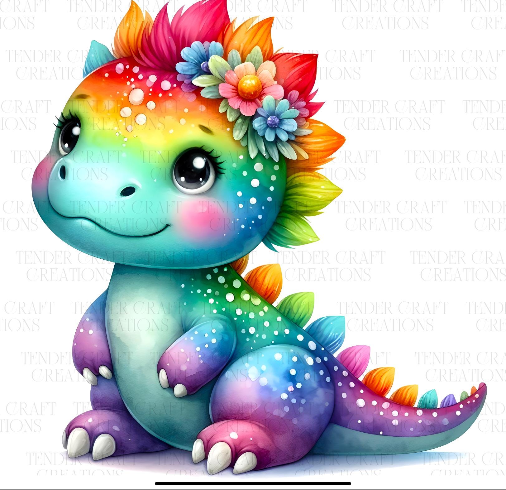 9 Cute Rainbow Dinosaur Clipart, High Quality JPEG, Printable ...