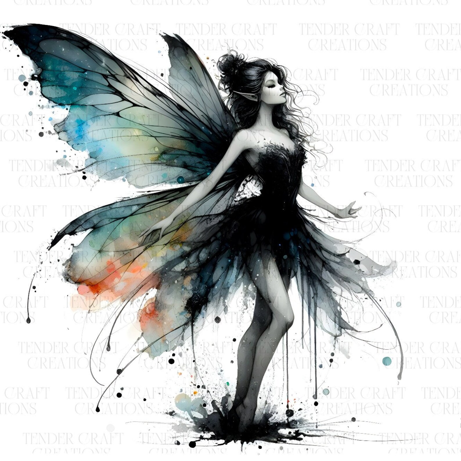 11 Black & White Fairy Clipart, Fairies, High Quality JPEG, Printable ...