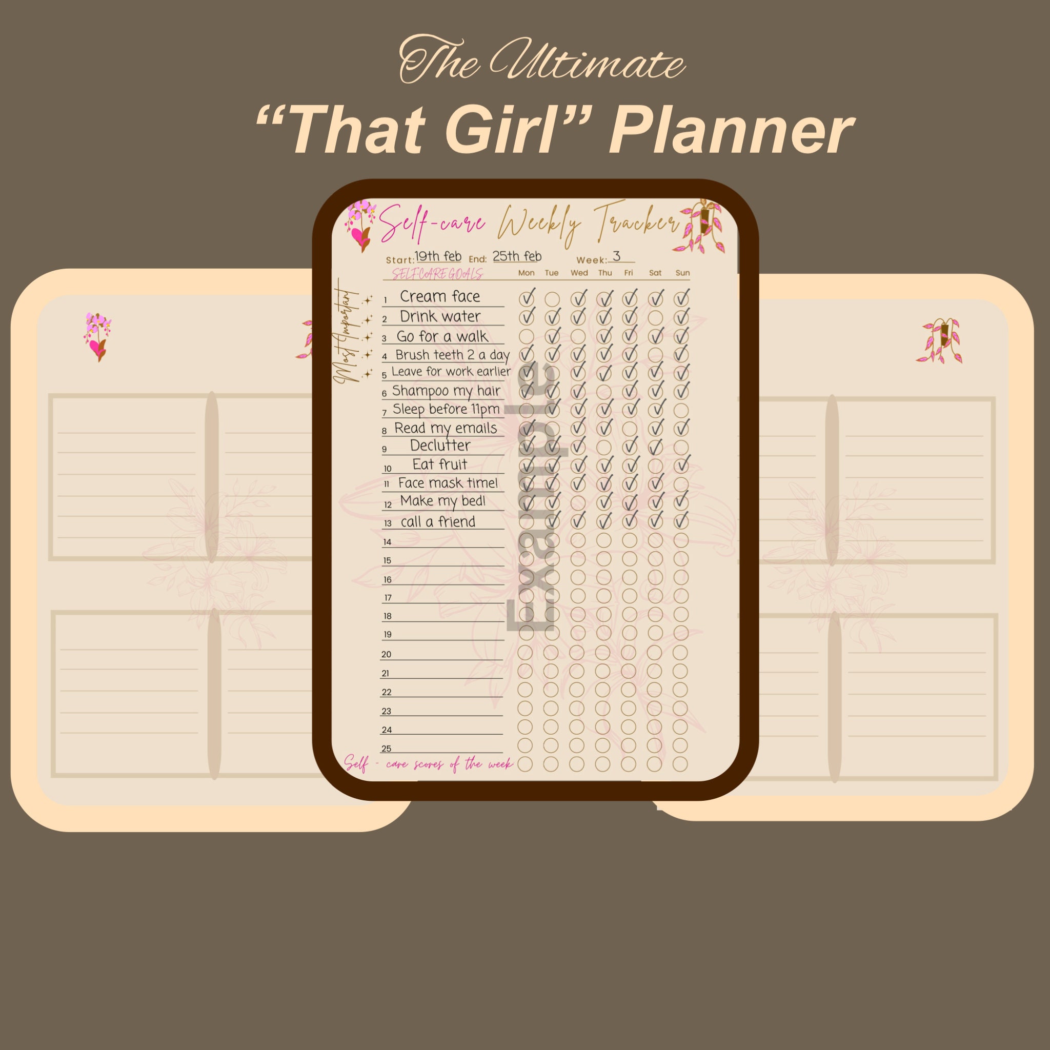 The Ultimate Luxury 5x Printable Digital Planners-'selfcare Weekly ...