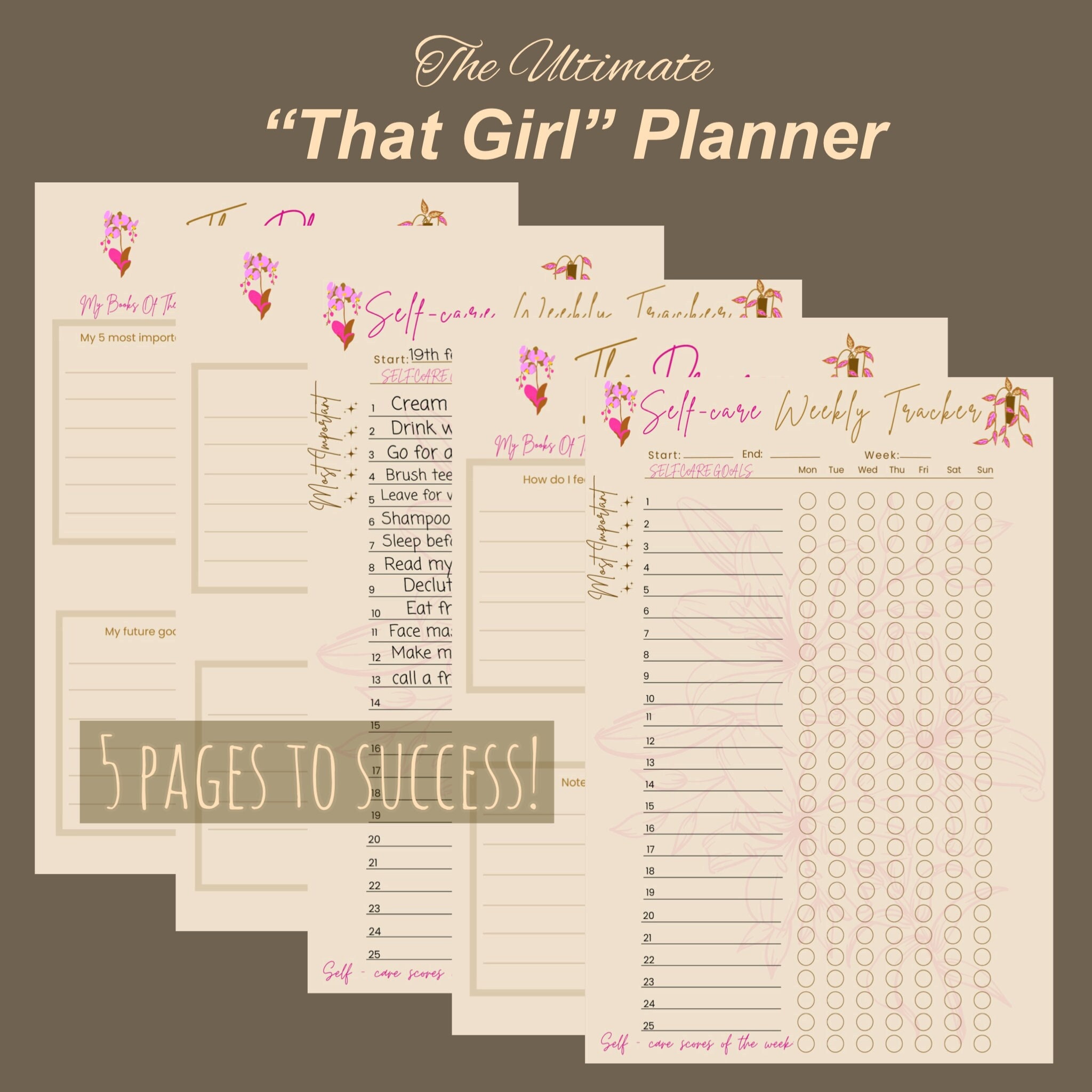 The Ultimate Luxury 5x Printable Digital Planners-'selfcare Weekly ...