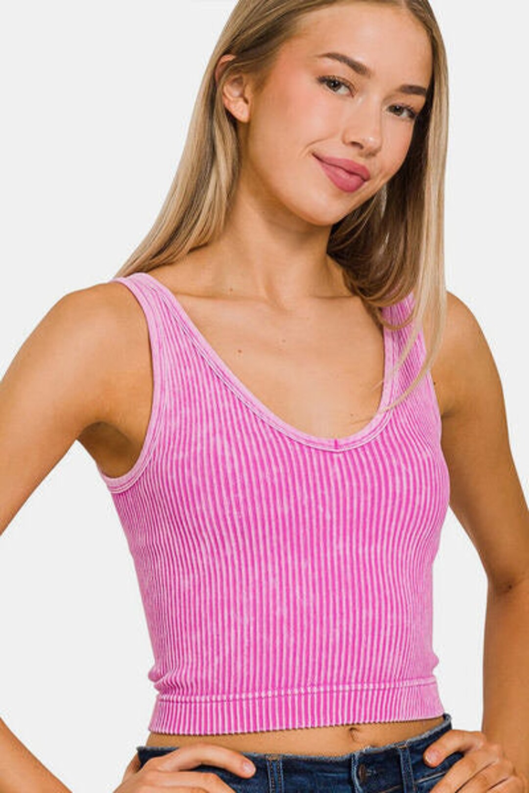 Zenana Washed Ribbed Cropped Tank - Etsy
