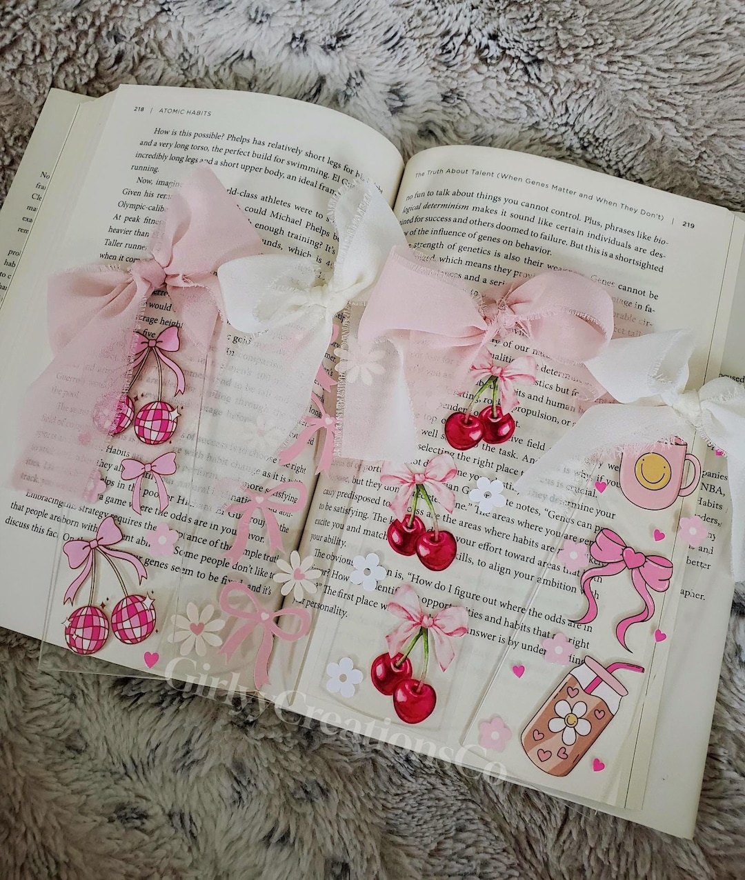 Bookmark Acrylic Bookmark Pink Bow Disco Cherry Bookmark Book Lover ...
