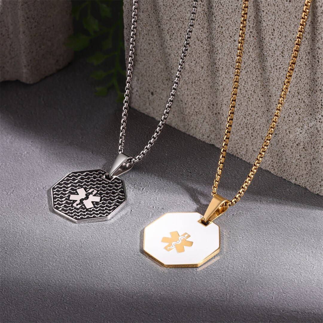Custom Water Proof Medical Alert Necklace,necklace With Medical ID Tag ...