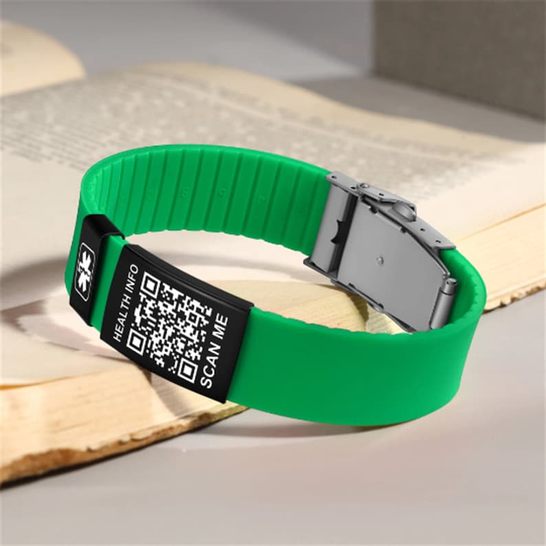 Personalised QR Code Medical ID Bracelet,silicone Sports Wristband ...