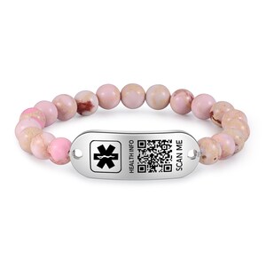 Custom Qr Code Medical ID Beaded Bracele, Custom Engraved Medical ID ...