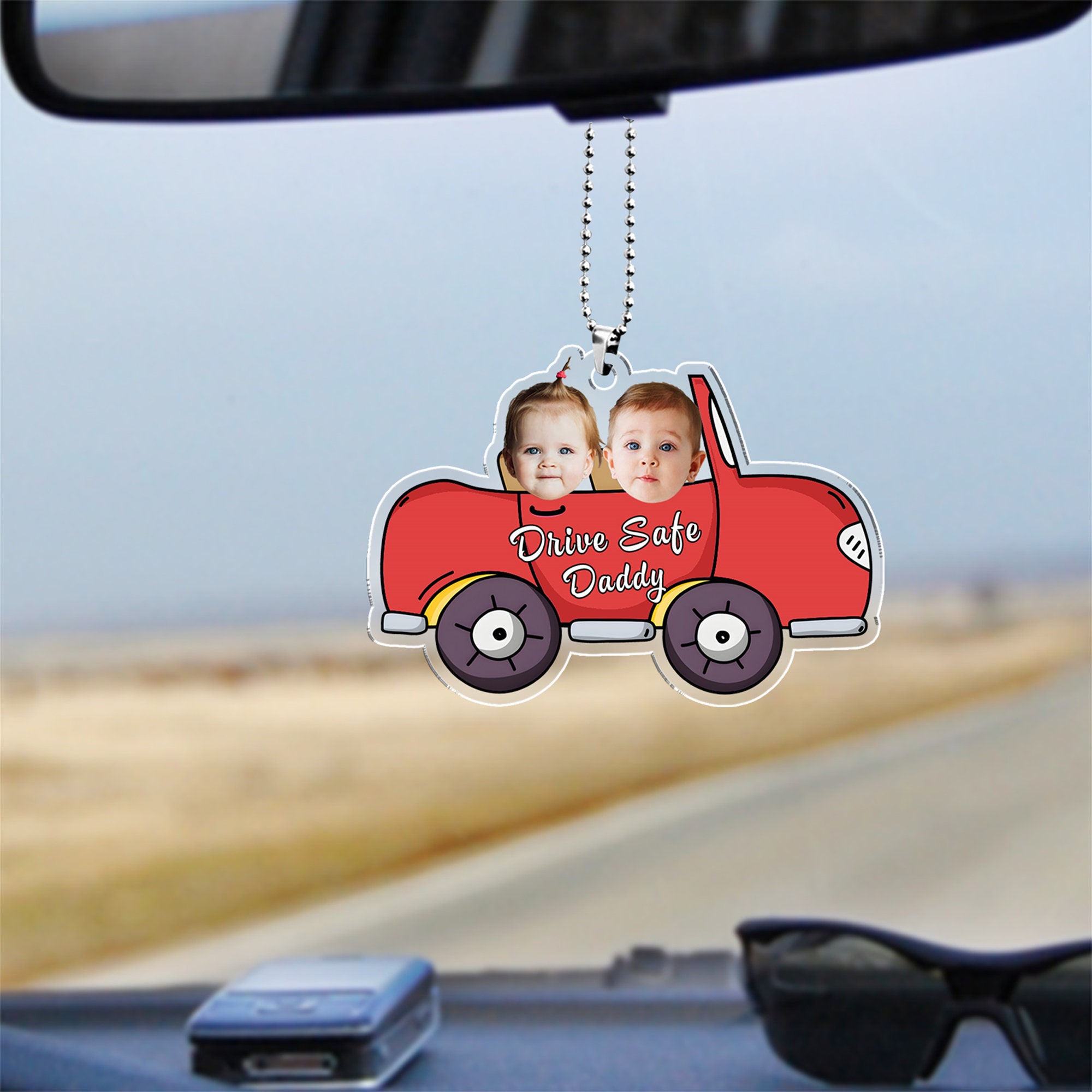 Personalized Acrylic Car Hanger, Customized Photo Drive Safe Daddy ...