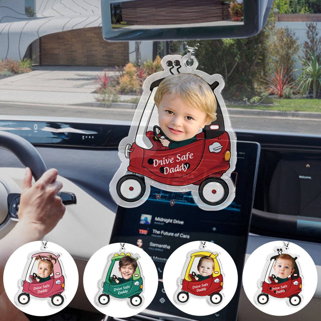 Personalized Driving Safety Dad Gift, Hanging Car Baby Photo Face ...