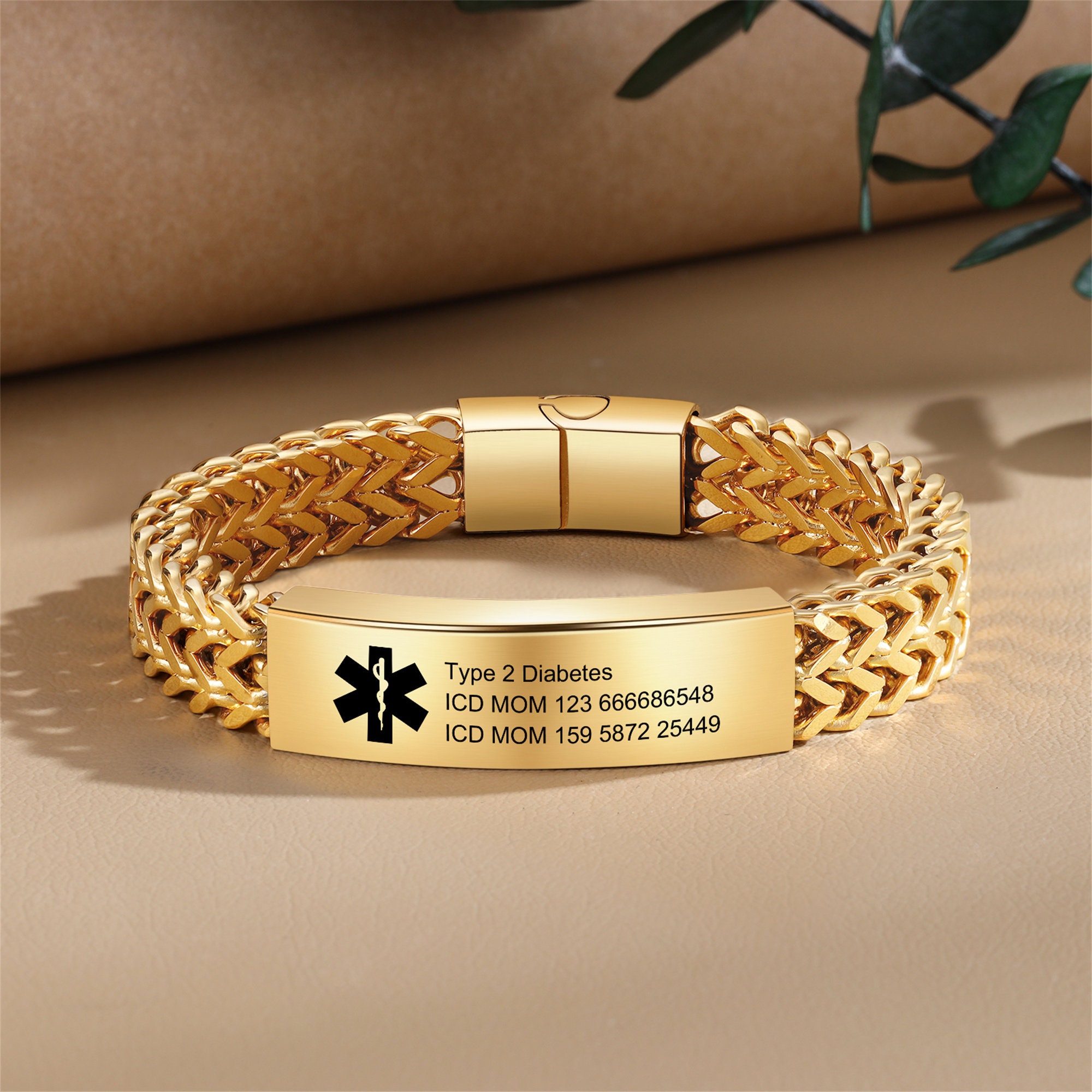 Custom Engraved Stainless Steel Medical ID Bracelet Waterproof ...
