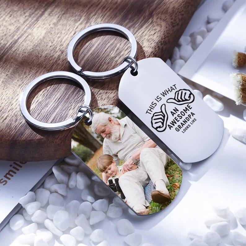 Personalized Grandpa Photo Keyring, Keychain, Personalized Keyring ...