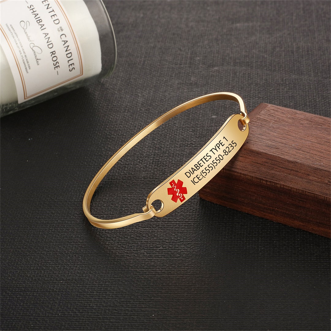 Personalized Medical Bracelet, Silver Medical Alert Bracelet, Gold ...
