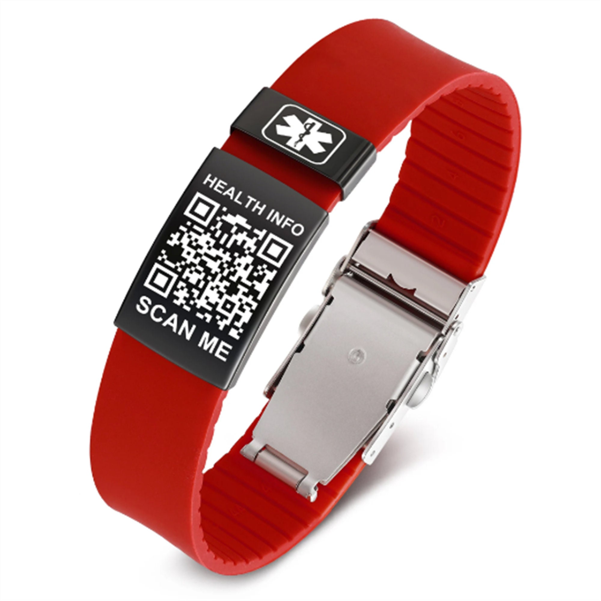 Personalised QR Code Medical ID Bracelet,silicone Sports Wristband ...
