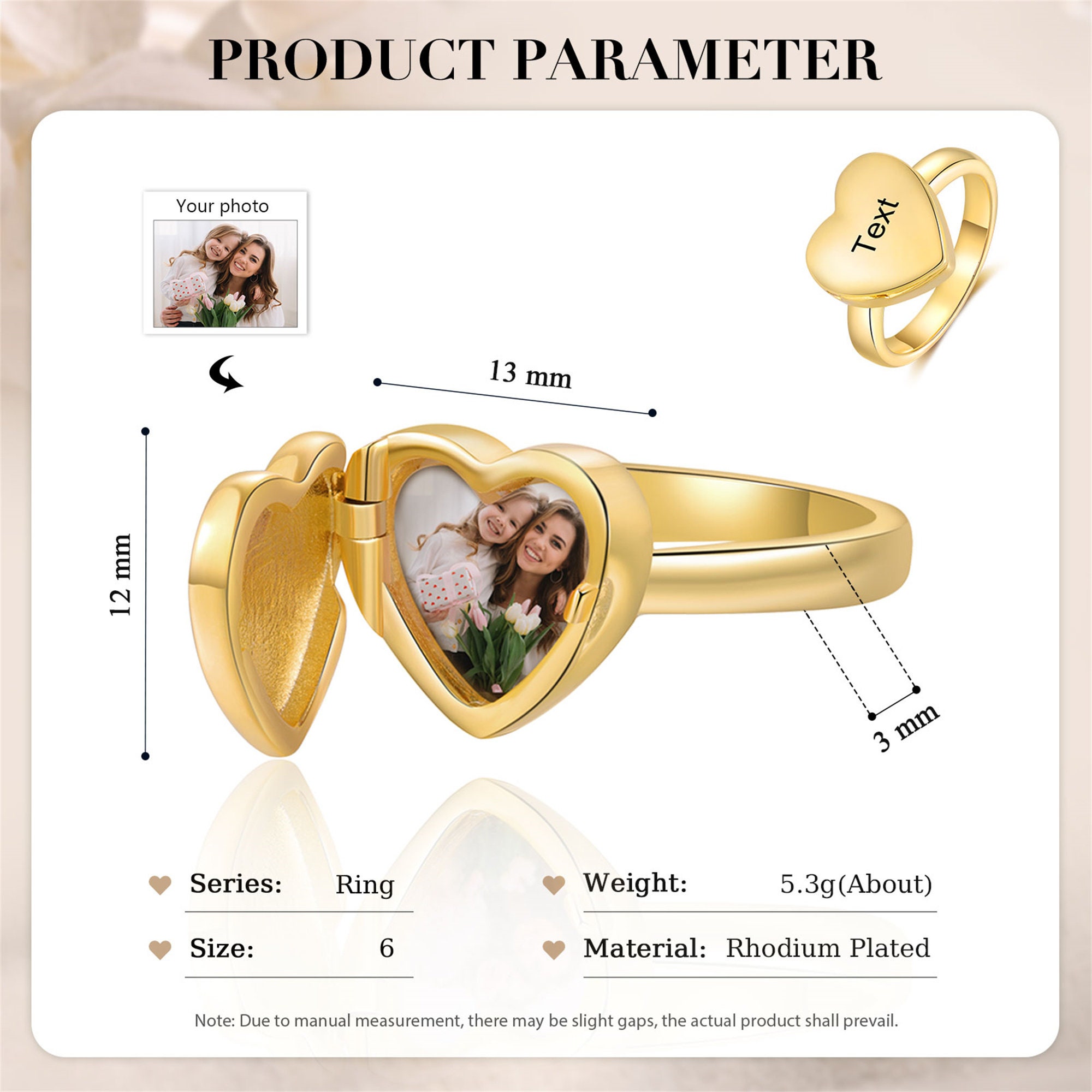 Personalized Heart Rings Custom Photo Rings Picture Rings Rings With ...