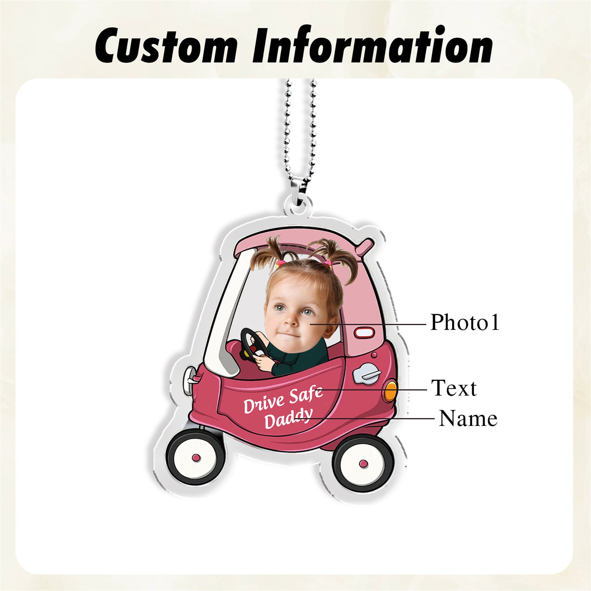 Personalized Driving Safety Dad Gift, Hanging Car Baby Photo Face ...