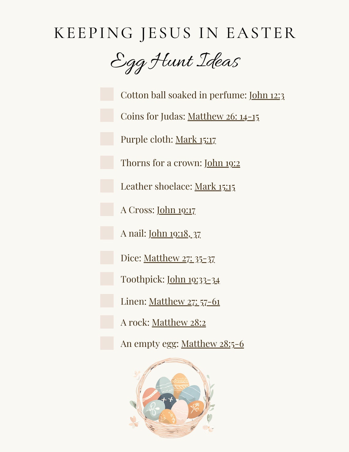 Scripture Easter Egg Hunt Checklist: Interactive Easter Story ...
