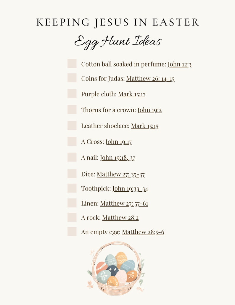 Scripture Easter Egg Hunt Checklist: Interactive Easter Story ...