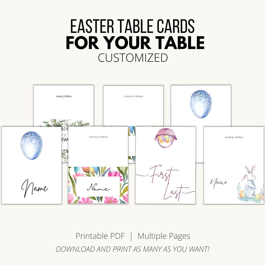 Elegant Easter Place Cards | Printable Table Name Cards | Spring Dinner ...