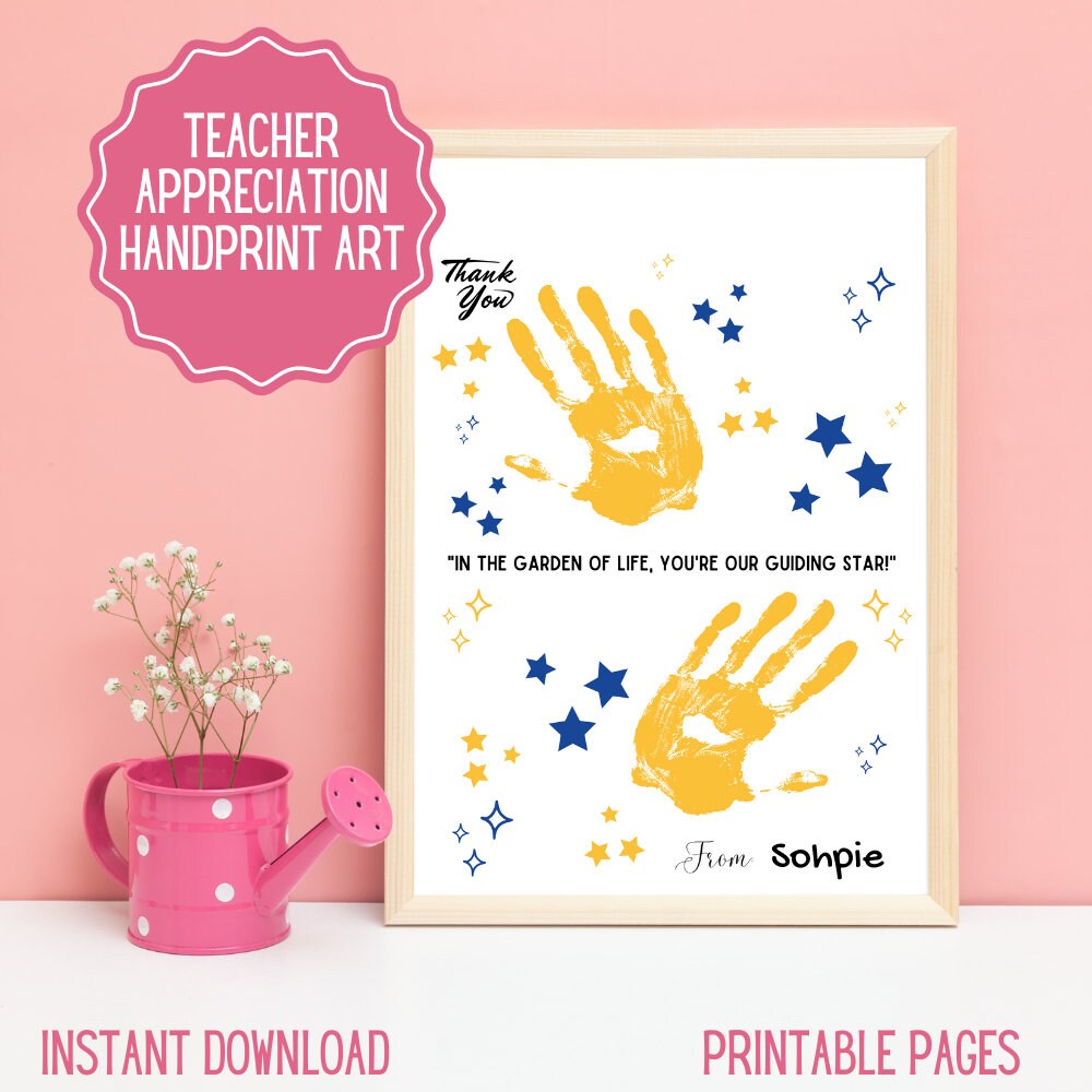 Teacher Appreciation Handprint Art Crafts, Printable Thank You Gift ...