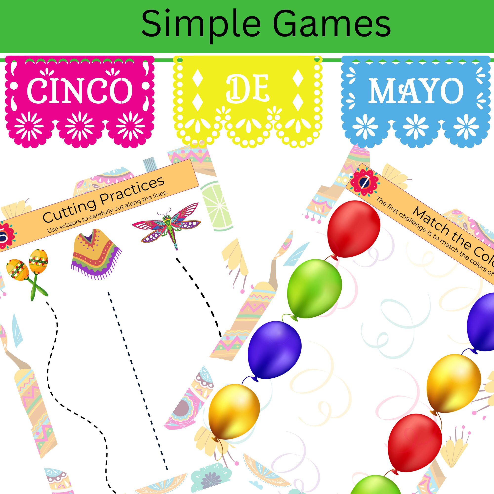 Cinco De Mayo Printable Activity Worksheets, Fiesta Activity Pack for ...